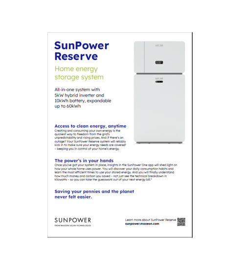 Datasheet: SunPower Reserve - Pack of 50 – SunPower from Maxeon Solar ...